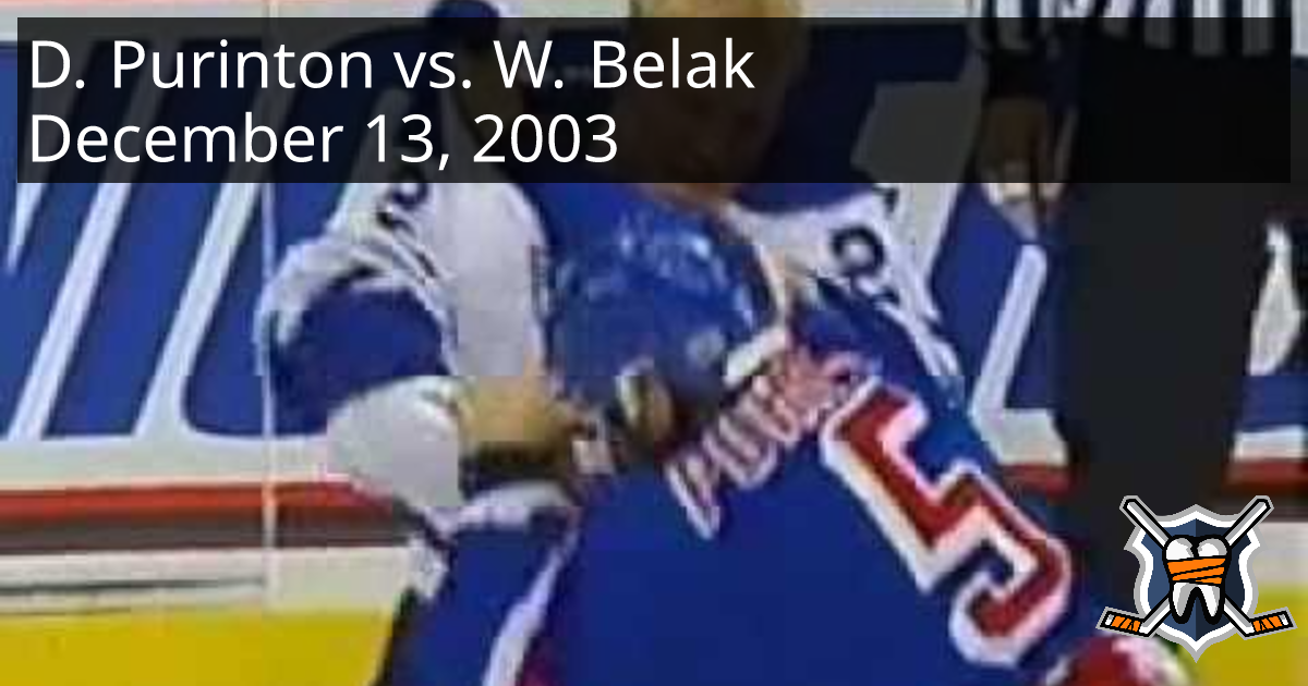 Dale Purinton vs. Wade Belak, December 13, 2003 - New York Rangers vs ...