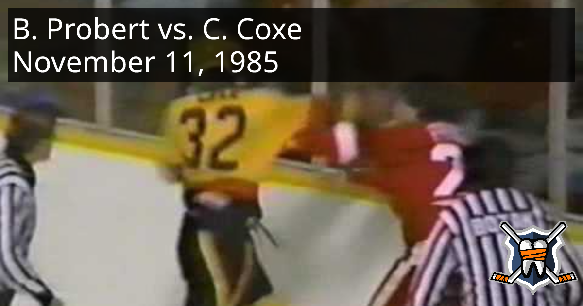 Bob Probert vs. Craig Coxe, November 11, 1985 - Detroit Red Wings vs ...