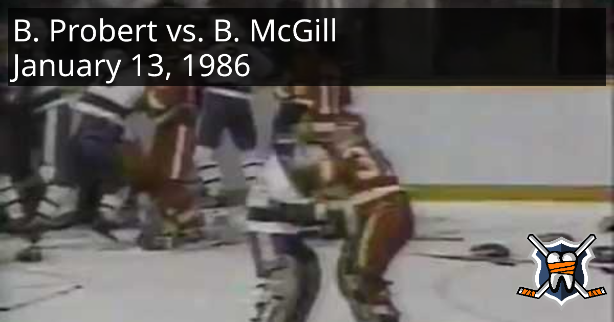Bob Probert vs. Bob McGill, January 13, 1986 - Detroit Red Wings vs ...