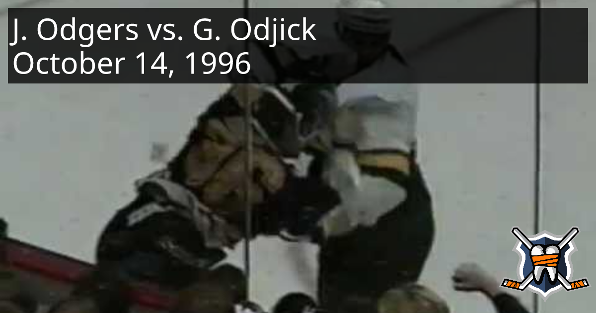 Jeff Odgers vs. Gino Odjick, October 14, 1996 - Boston Bruins vs ...