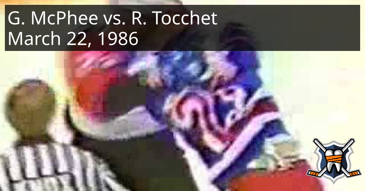 George McPhee vs. Rick Tocchet, March 22, 1986 - New York Rangers vs ...