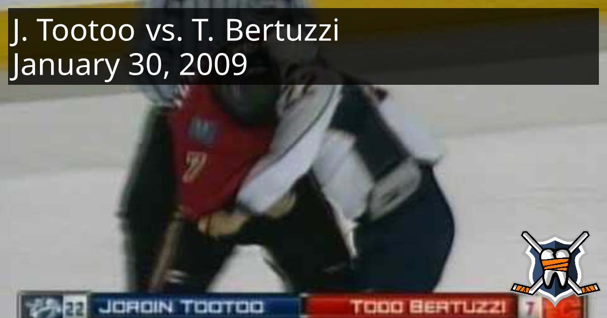 Jordin Tootoo vs. Todd Bertuzzi, January 30, 2009 - Nashville Predators ...