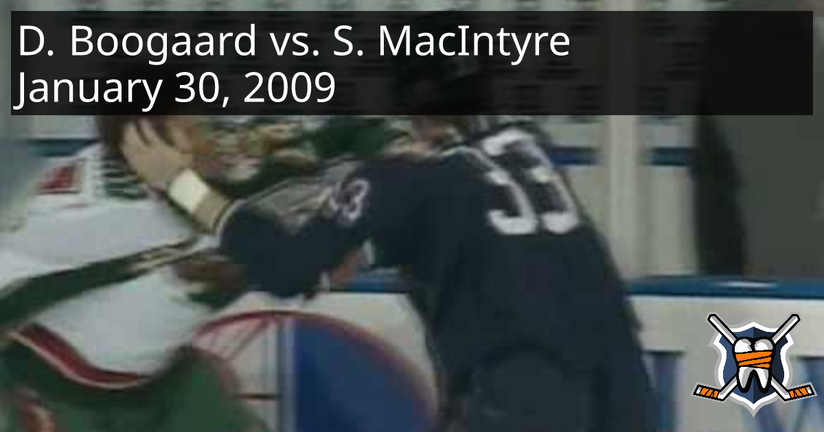 Derek Boogaard vs. Steve MacIntyre, January 30, 2009 - Minnesota Wild ...