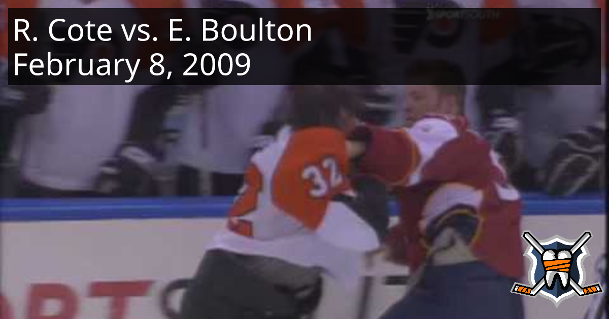 Riley Cote vs. Eric Boulton, February 8, 2009 - Philadelphia Flyers vs ...