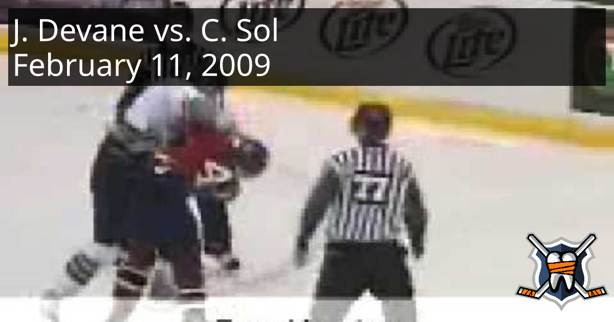 Jamie Devane vs. Cody Sol, February 11, 2009 - Plymouth Whalers vs ...