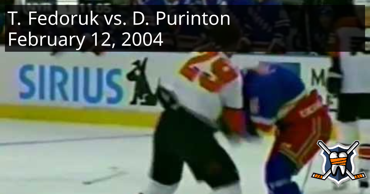 Todd Fedoruk vs. Dale Purinton, February 12, 2004 - Philadelphia Flyers ...