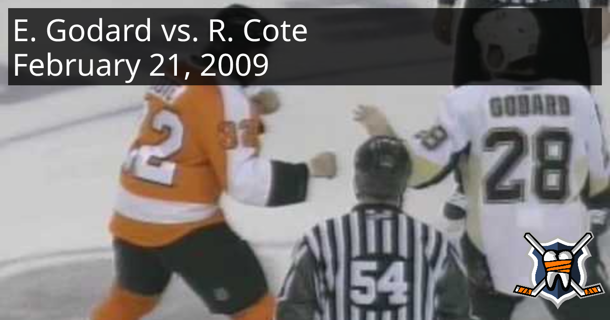 Eric Godard vs. Riley Cote, February 21, 2009 - Pittsburgh Penguins vs ...