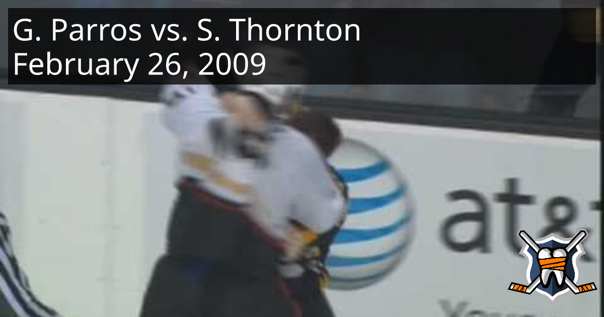 George Parros vs. Shawn Thornton, February 26, 2009 - Anaheim Ducks vs ...