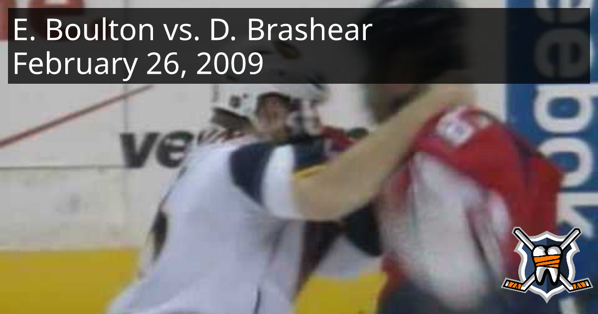 Eric Boulton vs. Donald Brashear, February 26, 2009 - Atlanta Thrashers ...