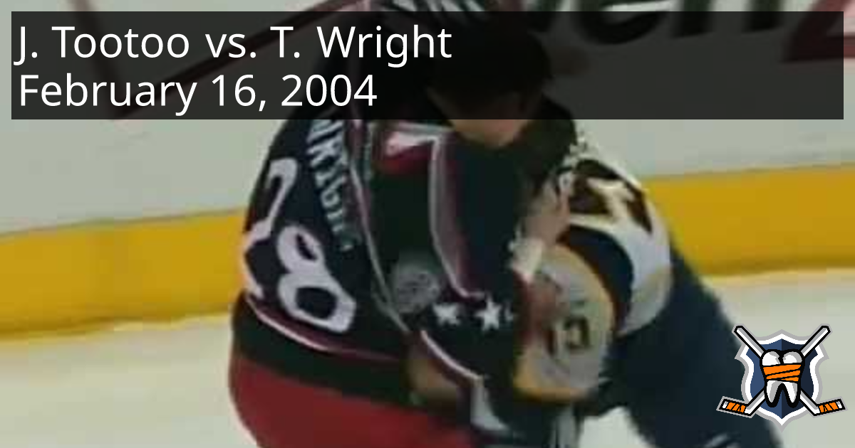 Jordin Tootoo vs. Tyler Wright, February 16, 2004 - Nashville Predators ...