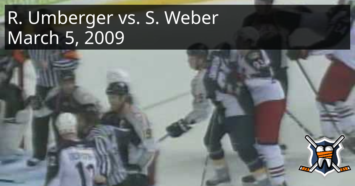 R.J. Umberger vs. Shea Weber, March 5, 2009 - Columbus Blue Jackets vs ...