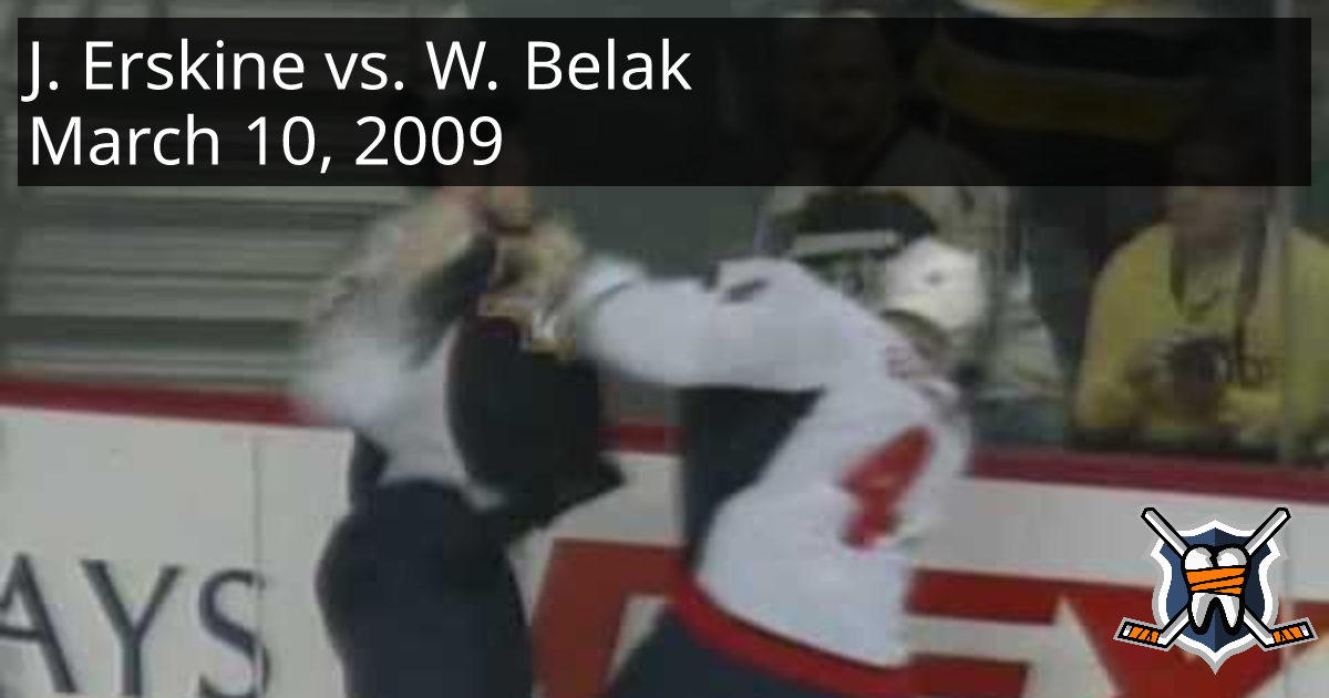 John Erskine vs. Wade Belak, March 10, 2009 - Washington Capitals vs ...