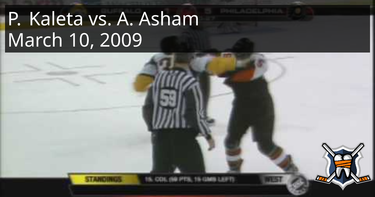 Patrick Kaleta vs. Arron Asham, March 10, 2009 - Buffalo Sabres vs ...