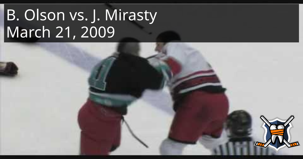 Benn Olson vs. Jon Mirasty, March 21, 2009 - Albany River Rats vs ...