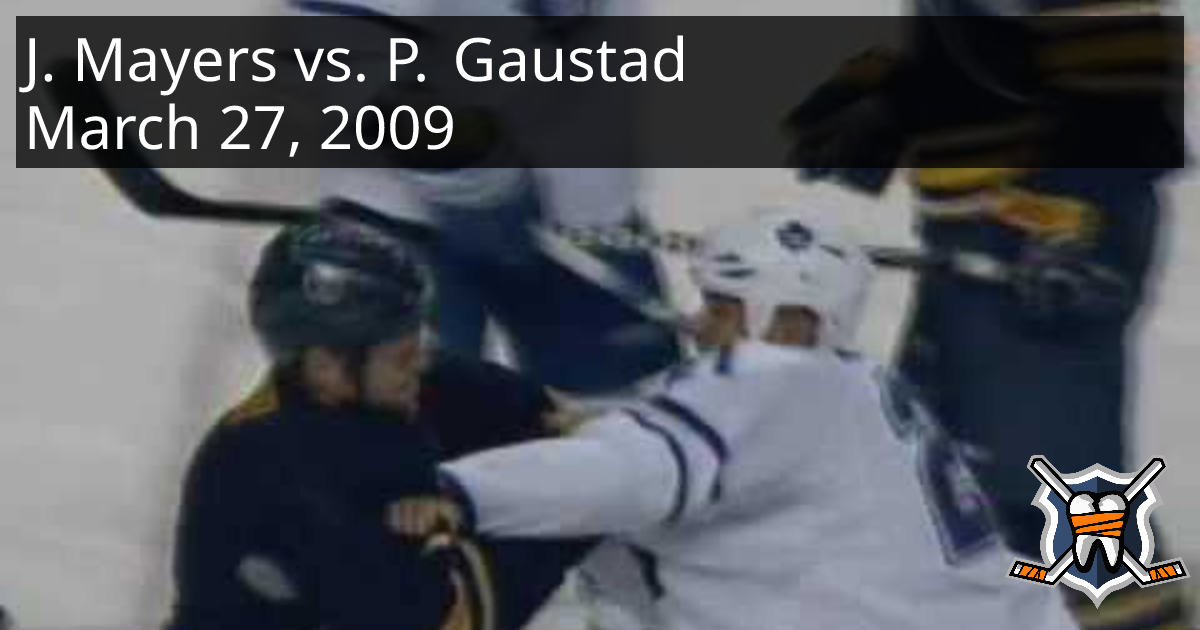 Jamal Mayers vs. Paul Gaustad, March 27, 2009 - Toronto Maple Leafs vs ...