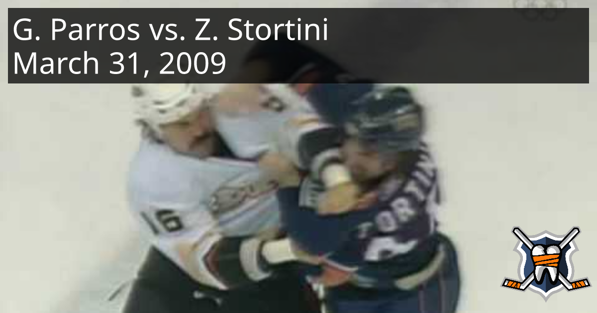 George Parros vs. Zack Stortini, March 31, 2009 - Anaheim Ducks vs ...