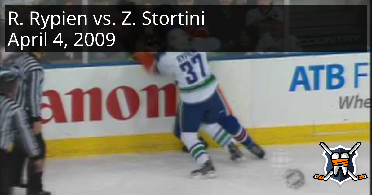 Rick Rypien vs. Zack Stortini, April 4, 2009 - Vancouver Canucks vs ...