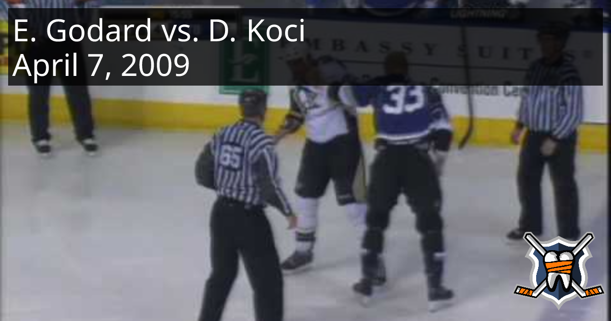 Eric Godard vs. David Koci, April 7, 2009 - Pittsburgh Penguins vs ...