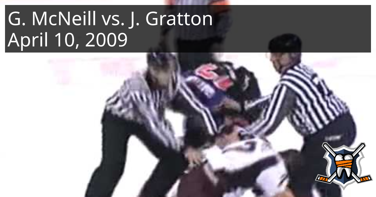 Grant McNeill vs. Josh Gratton, April 10, 2009 - Hershey Bears vs ...