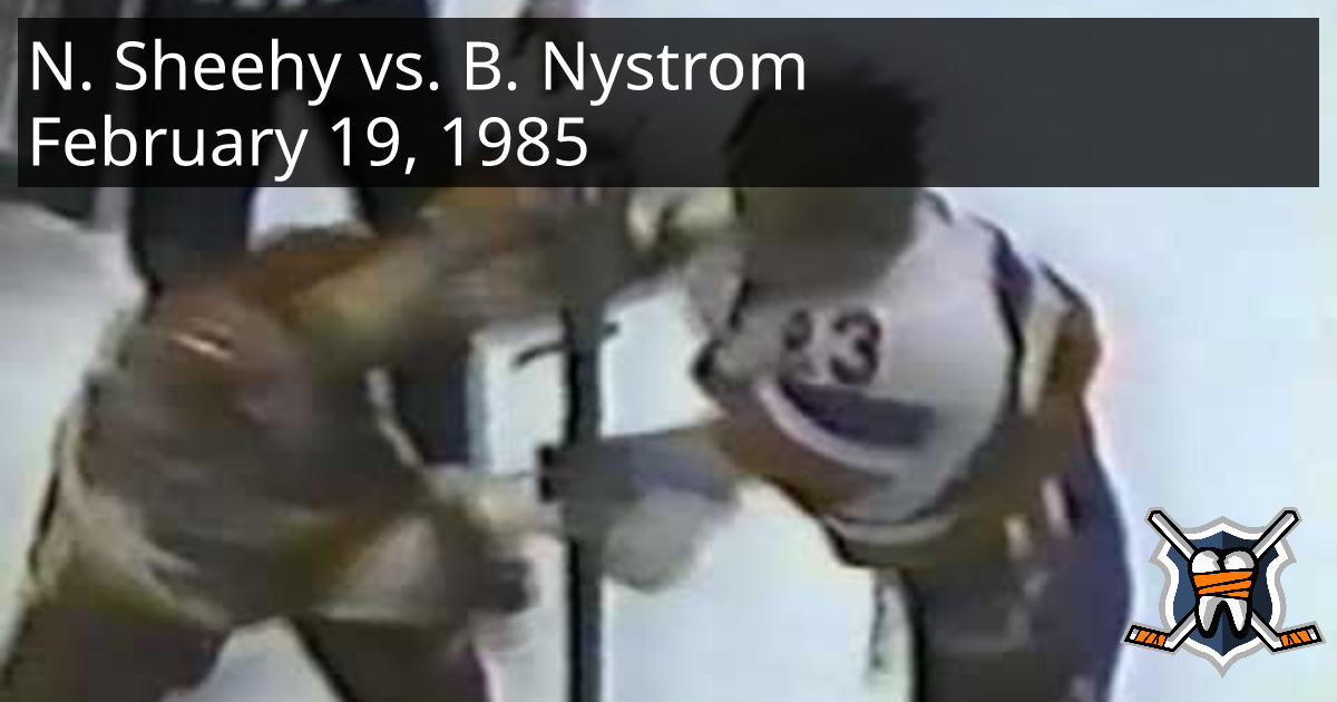 Neil Sheehy vs. Bob Nystrom, February 19, 1985 - Calgary Flames vs. New ...