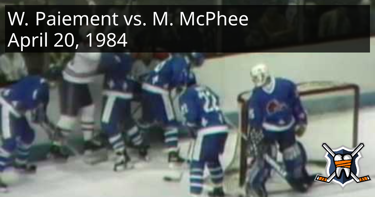 Wilf Paiement vs. Mike McPhee, April 20, 1984 - Quebec Nordiques vs ...