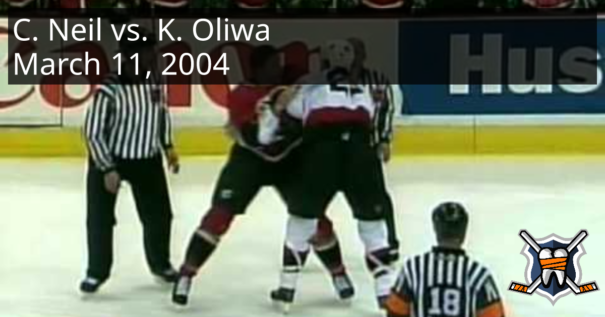 Chris Neil vs. Krzysztof Oliwa, March 11, 2004 - Ottawa Senators vs ...