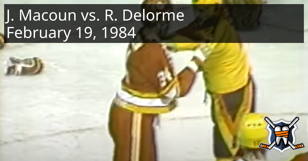 Jamie Macoun vs. Ron Delorme, February 19, 1984 - Calgary Flames vs. Vancouver Canucks ...
