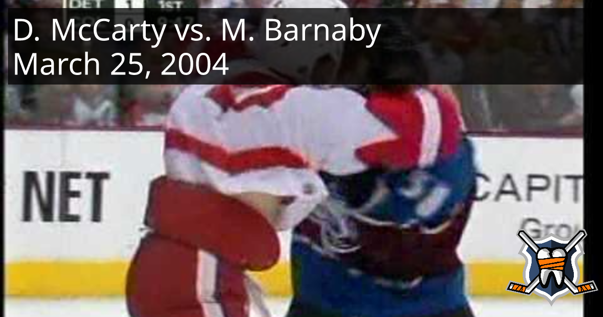 Darren McCarty vs. Matthew Barnaby, March 25, 2004 - Detroit Red Wings ...