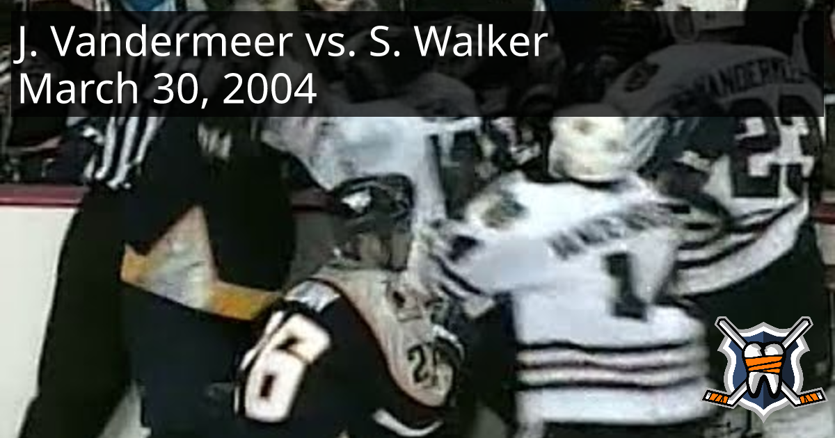 Jim Vandermeer vs. Scott Walker, March 30, 2004 - Chicago Blackhawks vs ...