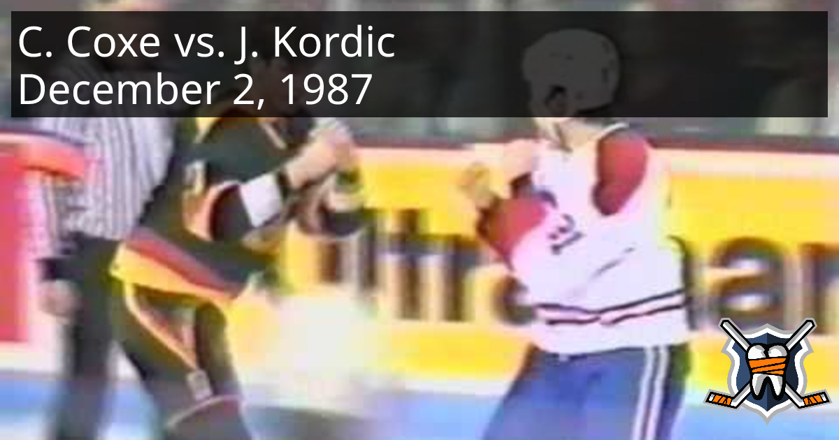 Craig Coxe vs. John Kordic, December 2, 1987 - Vancouver Canucks vs ...