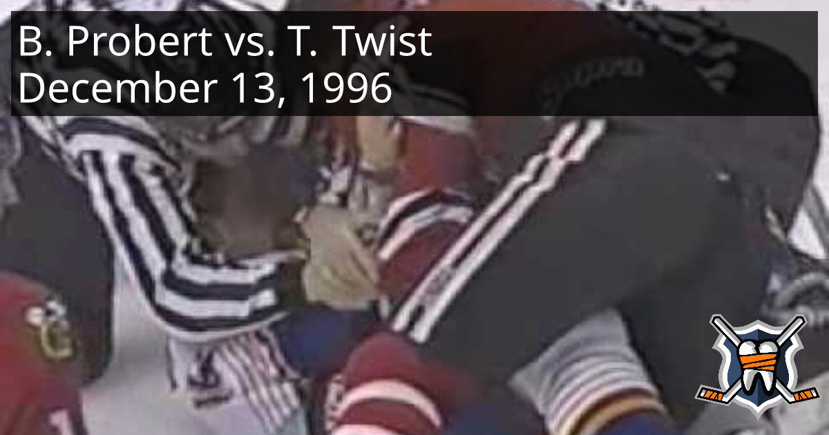 Bob Probert vs. Tony Twist, December 13, 1996 - Chicago Blackhawks vs ...