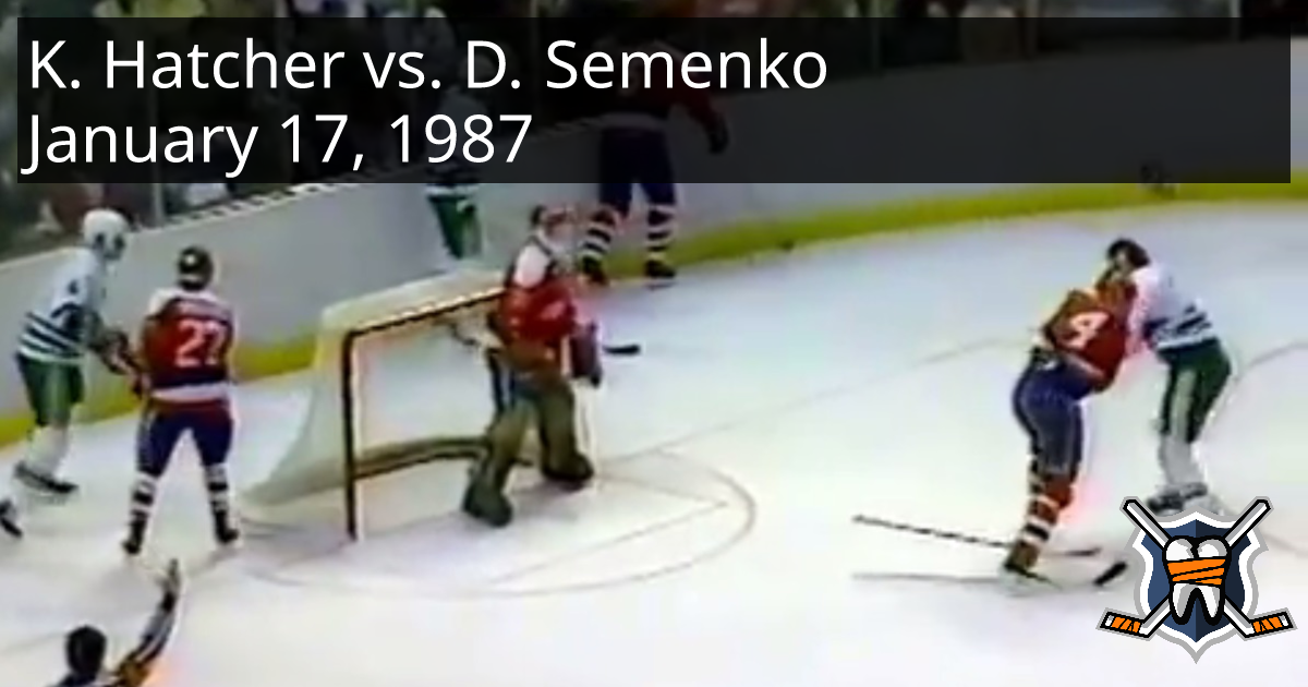 Kevin Hatcher vs. Dave Semenko, January 17, 1987 - Washington Capitals ...