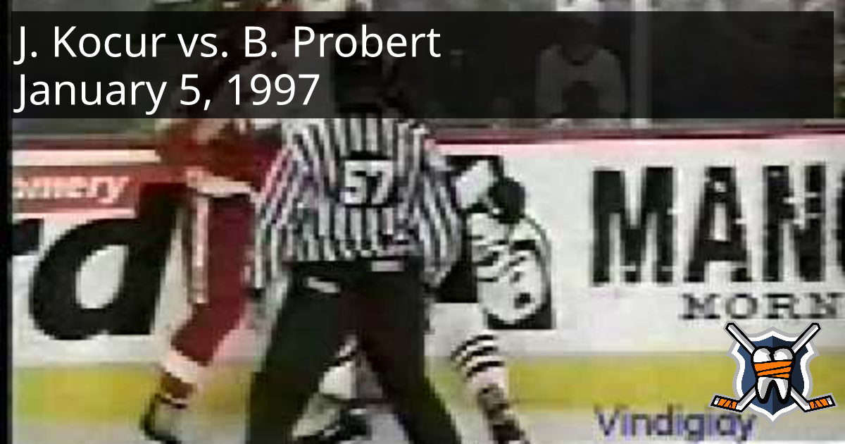 Joey Kocur vs. Bob Probert, January 5, 1997 - Detroit Red Wings vs ...
