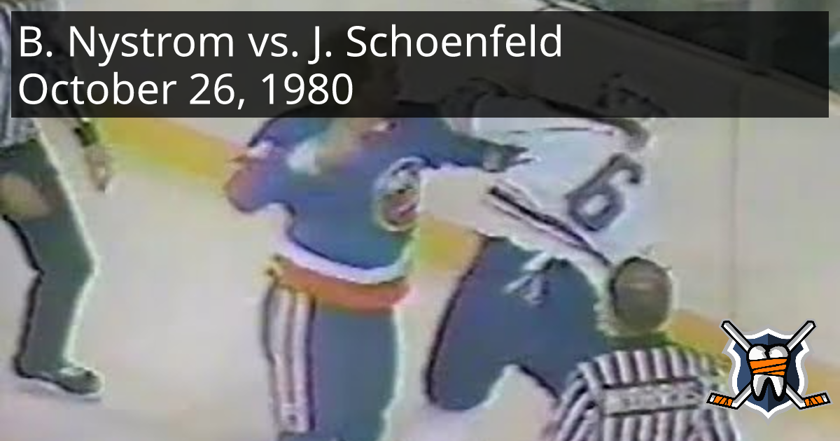 Bob Nystrom vs. Jim Schoenfeld, October 26, 1980 - New York Islanders ...