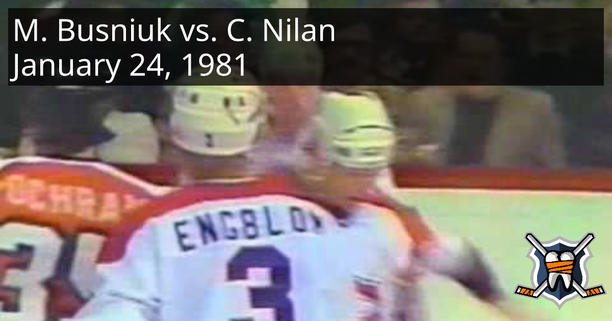 Mike Busniuk vs. Chris Nilan, January 24, 1981 - Philadelphia Flyers vs ...