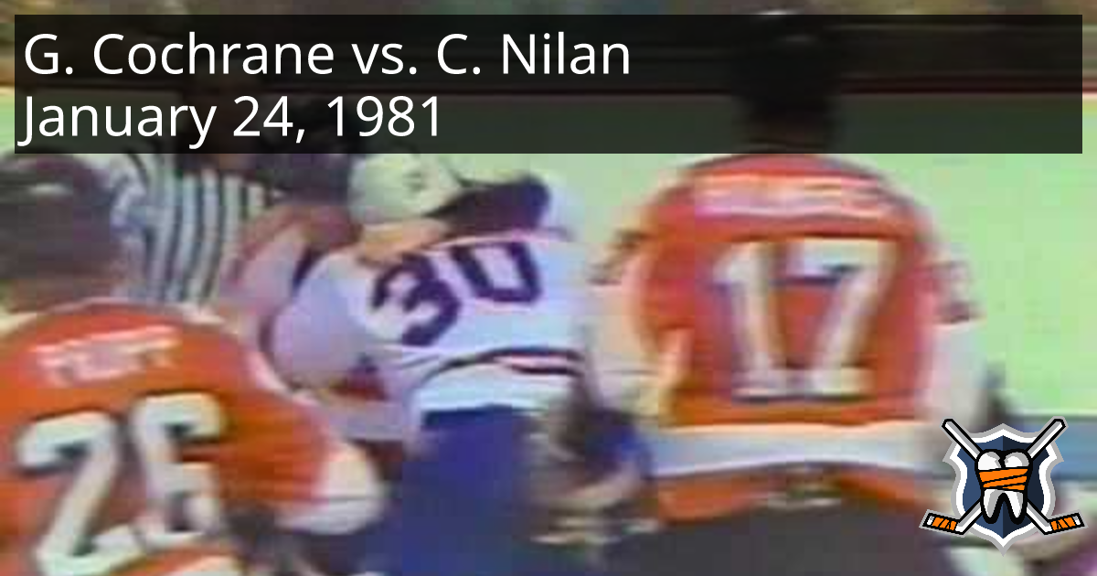 Glen Cochrane vs. Chris Nilan, January 24, 1981 - Philadelphia Flyers ...