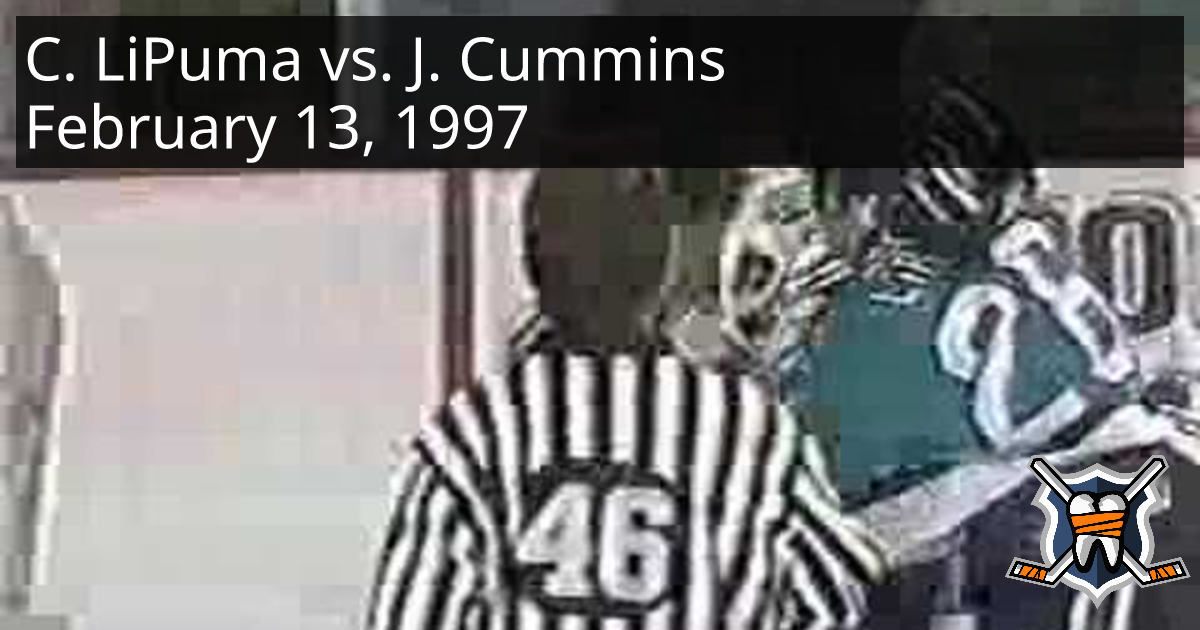 Chris LiPuma vs. Jim Cummins, February 13, 1997 - San Jose Sharks vs ...