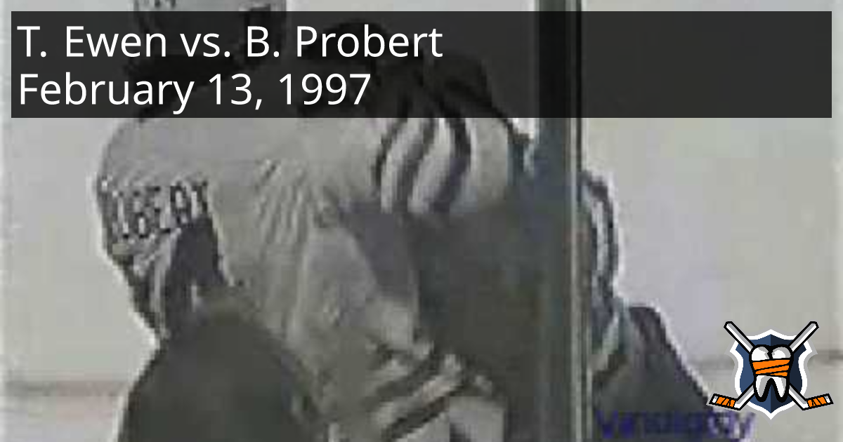 Todd Ewen vs. Bob Probert, February 13, 1997 - San Jose Sharks vs ...