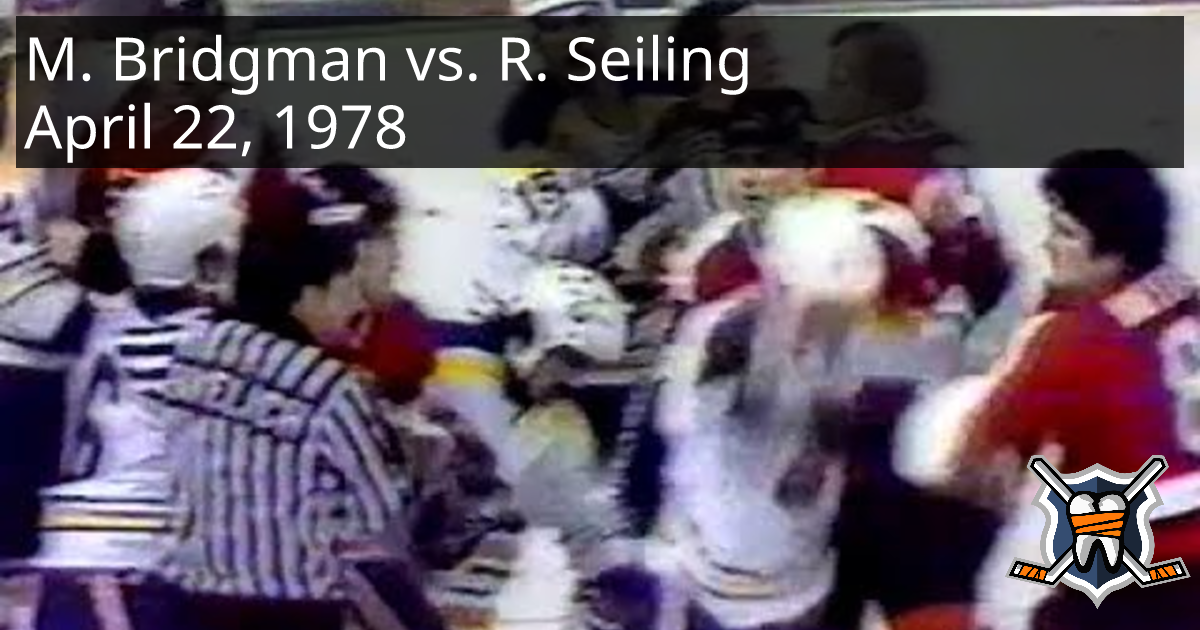 Mel Bridgman vs. Ric Seiling, April 22, 1978 - Philadelphia Flyers vs ...