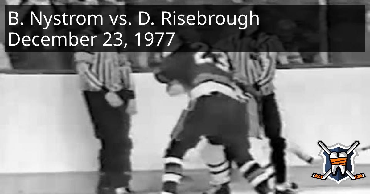 Bob Nystrom vs. Doug Risebrough, December 23, 1977 - New York Islanders ...
