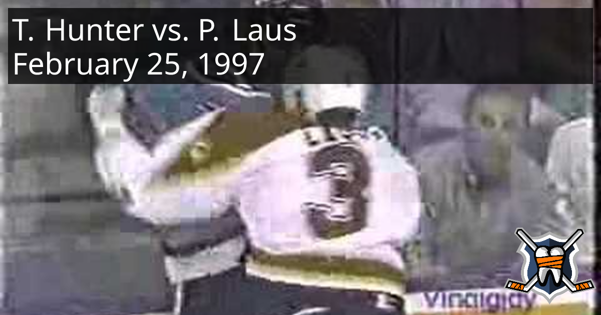 Tim Hunter vs. Paul Laus, February 25, 1997 - San Jose Sharks vs ...