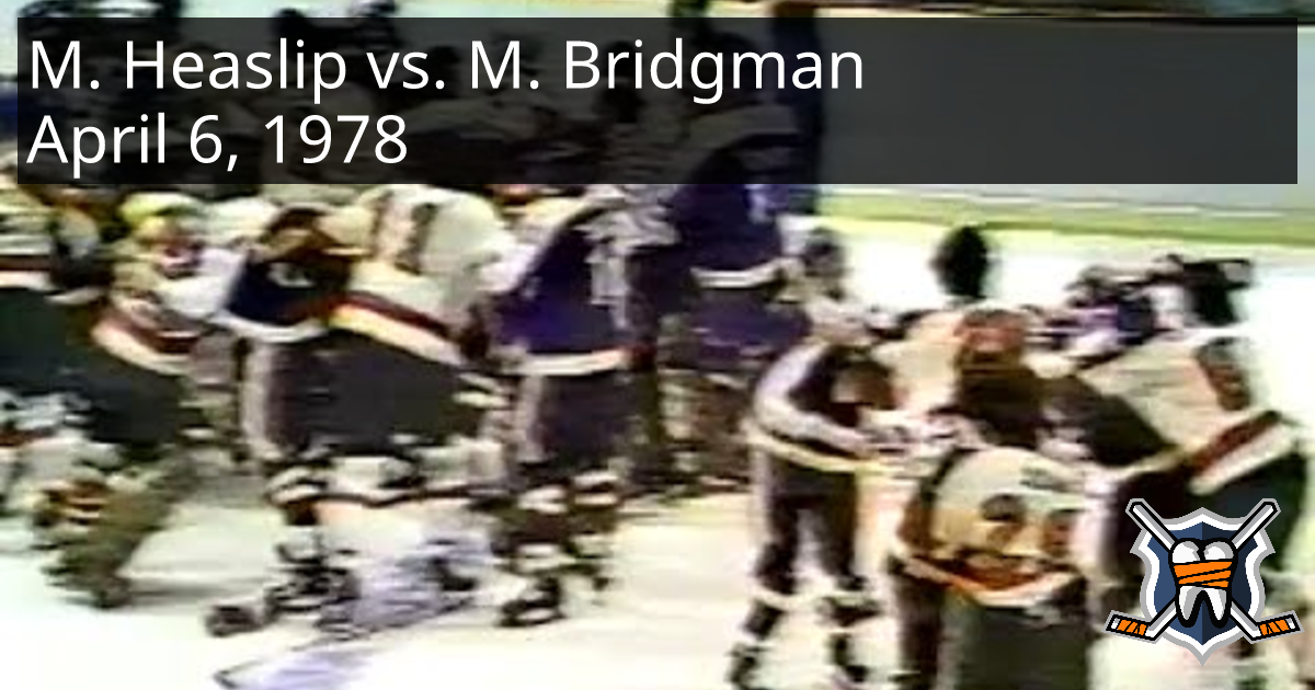 Mark Heaslip vs. Mel Bridgman, April 6, 1978 - New York Rangers vs ...