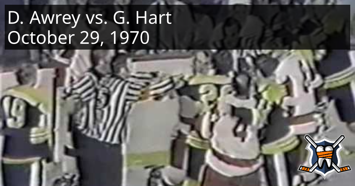 Don Awrey vs. Gerry Hart, October 29, 1970 - Boston Bruins vs. Detroit ...