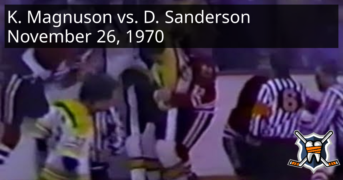 Keith Magnuson vs. Derek Sanderson, November 26, 1970 - Chicago ...