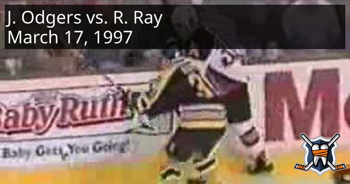 Jeff Odgers vs. Rob Ray, March 17, 1997 - Boston Bruins vs. Buffalo Sabres | HockeyFights