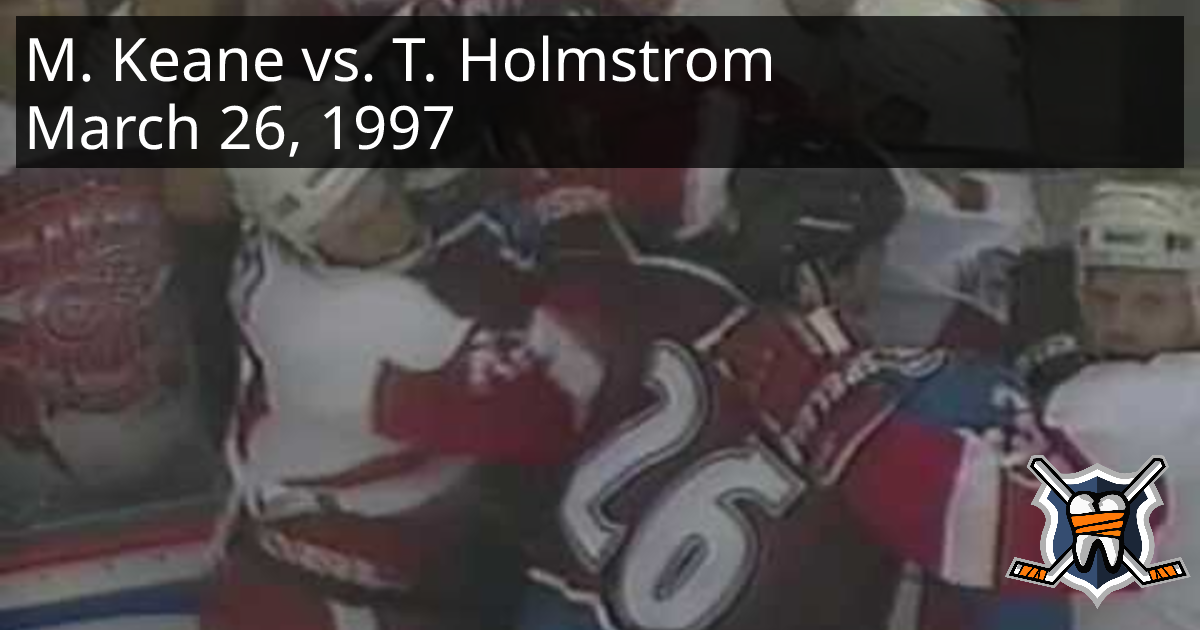 Mike Keane vs. Tomas Holmstrom, March 26, 1997 - Colorado Avalanche vs ...