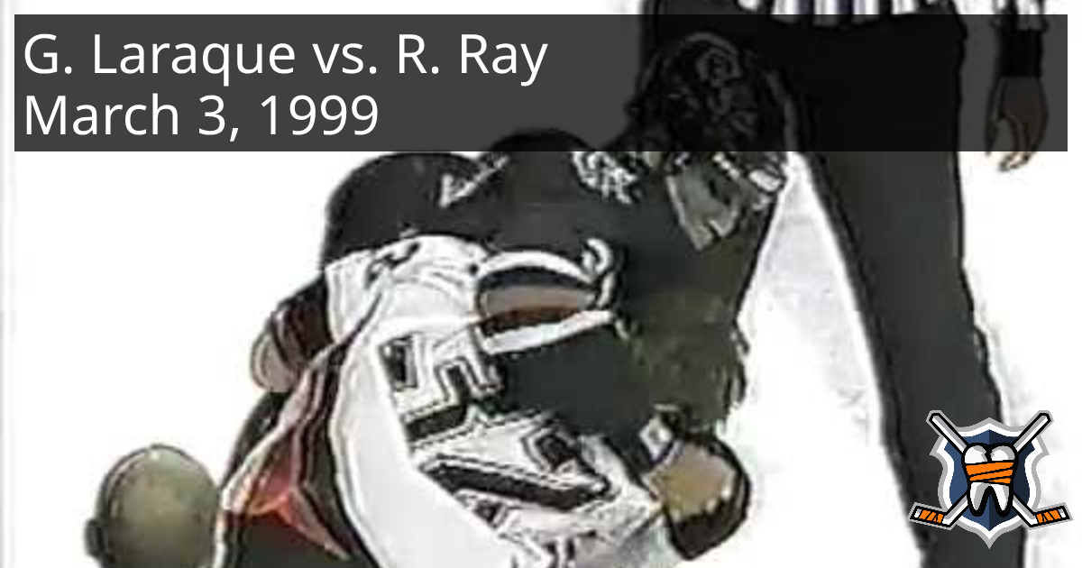 Georges Laraque vs. Rob Ray, March 3, 1999 - Edmonton Oilers vs ...