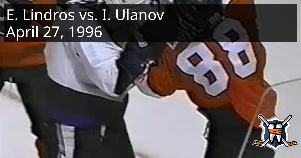 Eric Lindros vs. Igor Ulanov, April 27, 1996 - Philadelphia Flyers vs ...