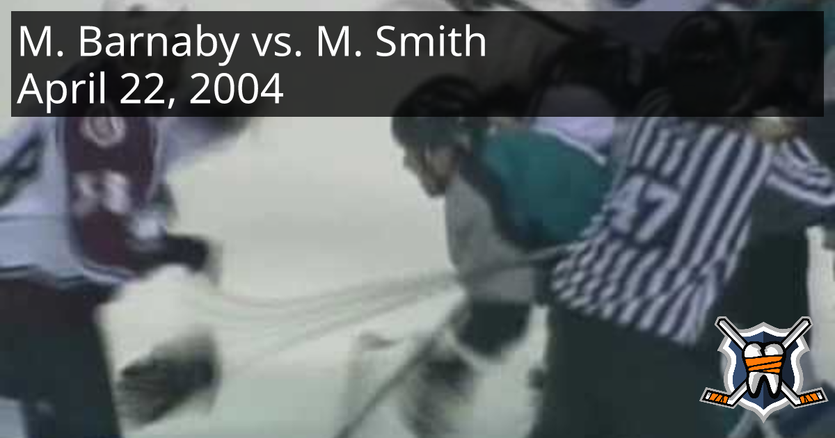 Matthew Barnaby vs. Mark Smith, April 22, 2004 - Colorado Avalanche vs ...