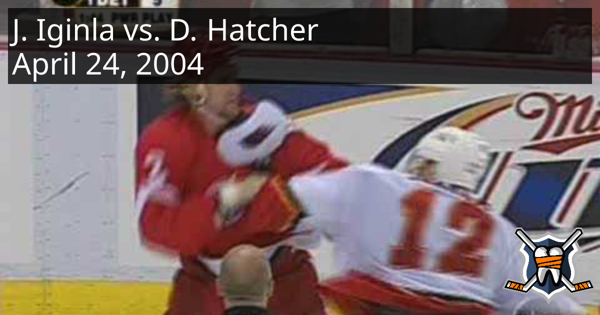 Jarome Iginla vs. Derian Hatcher, April 24, 2004 - Calgary Flames vs ...